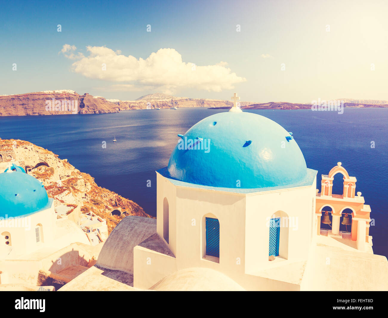 White Architecture and Blue Ocean, Santorini Island, Greece, View of ...