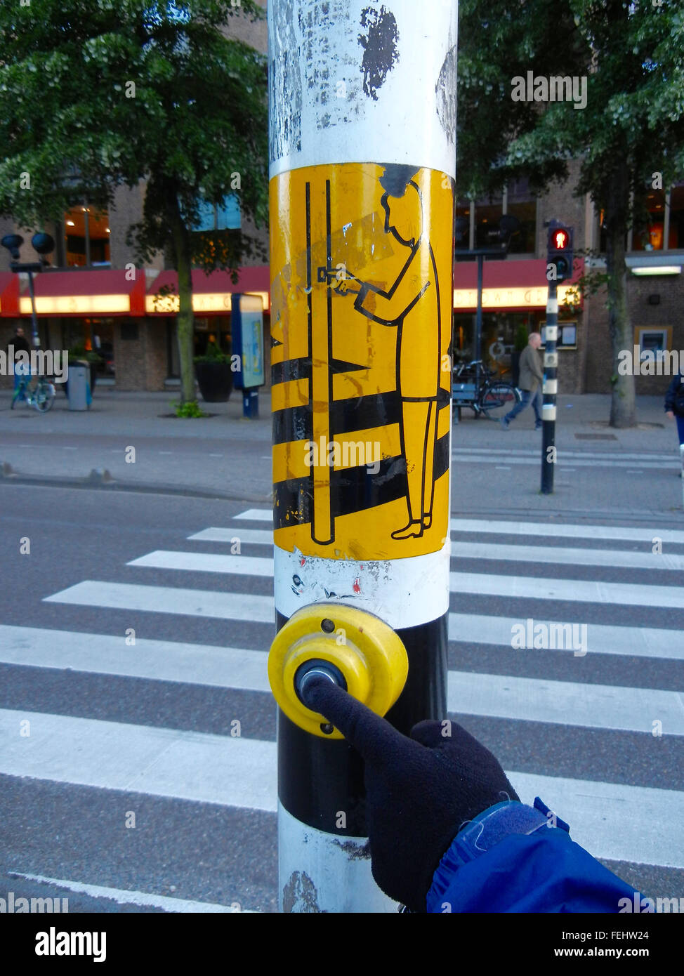 Push Button to Cross at Crosswalk Stock Photo - Alamy