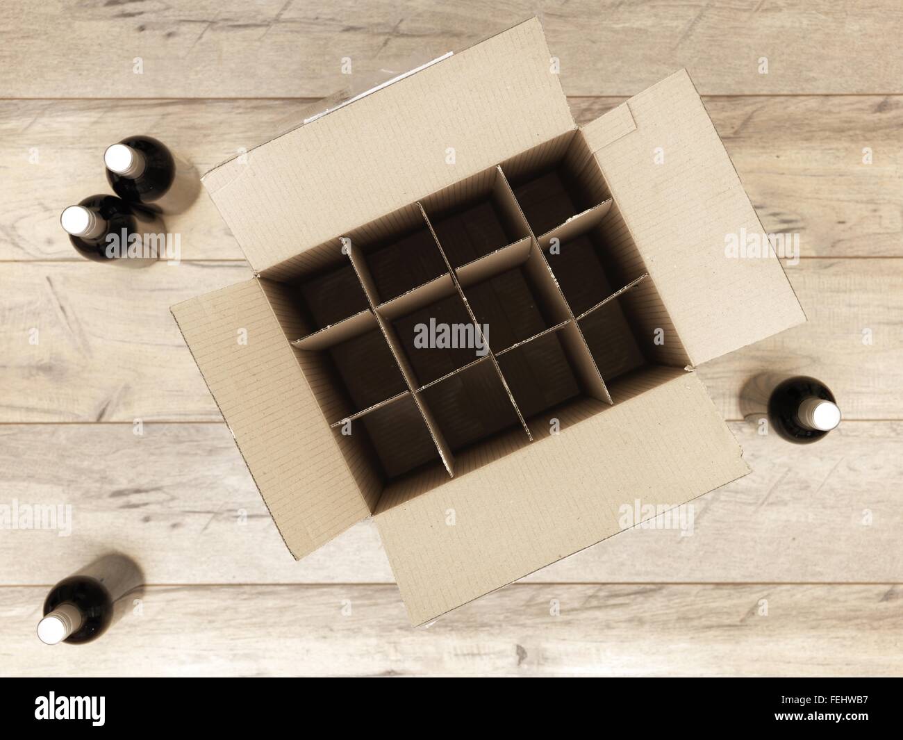 A studio photo of a cardboard wine box Stock Photo - Alamy