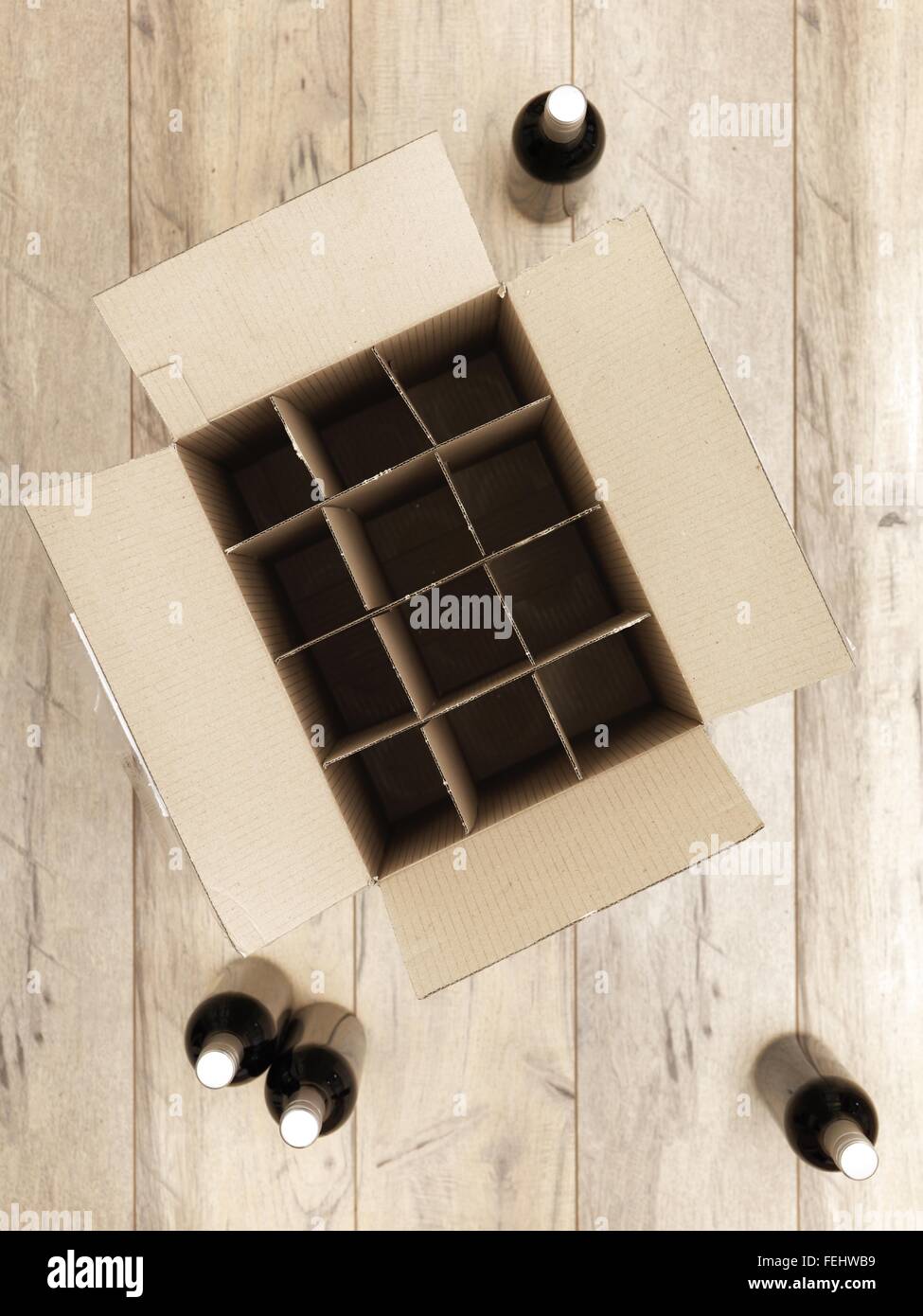 A studio photo of a cardboard wine box Stock Photo - Alamy