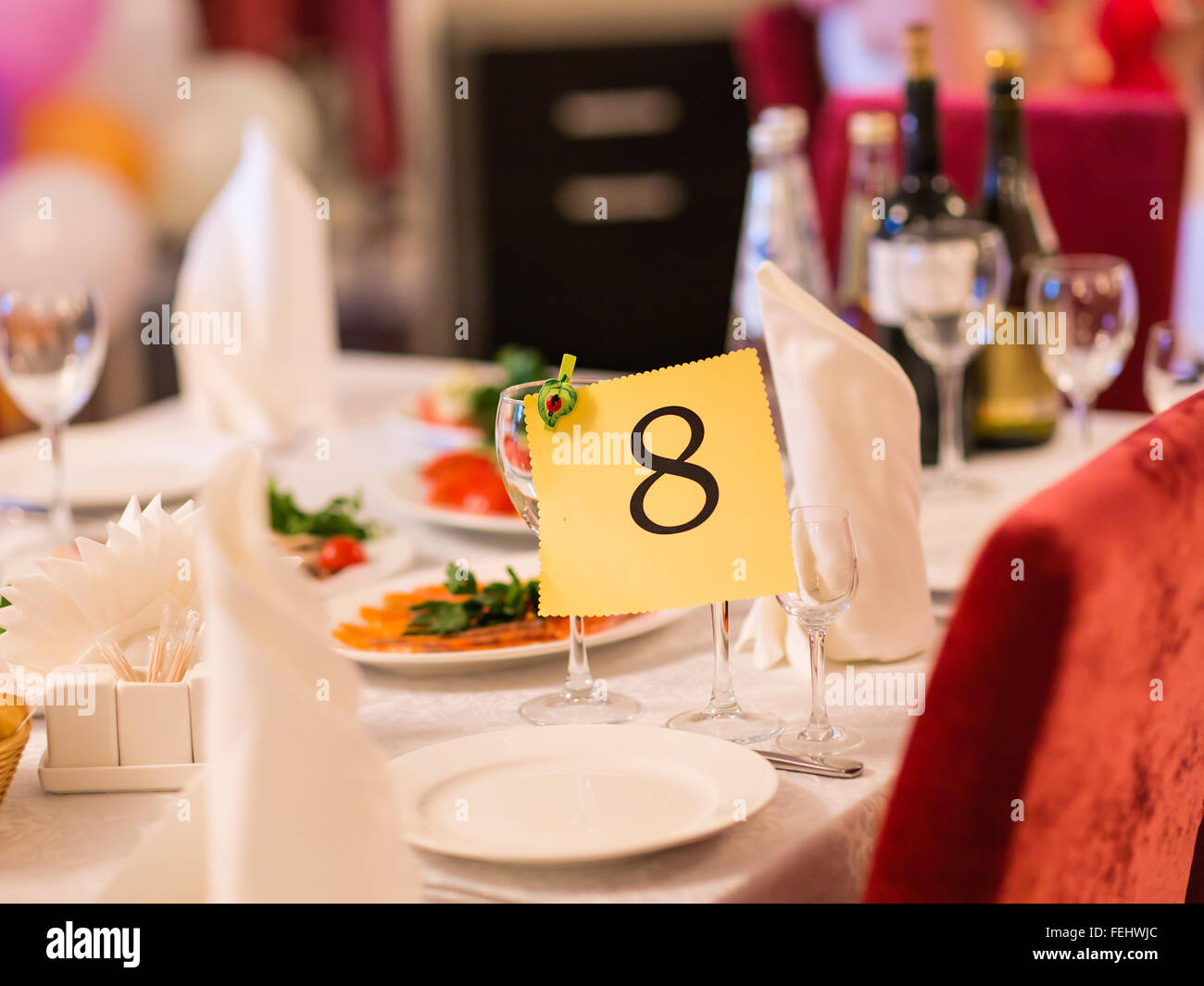 Reception Table Number Stock Photo - Alamy