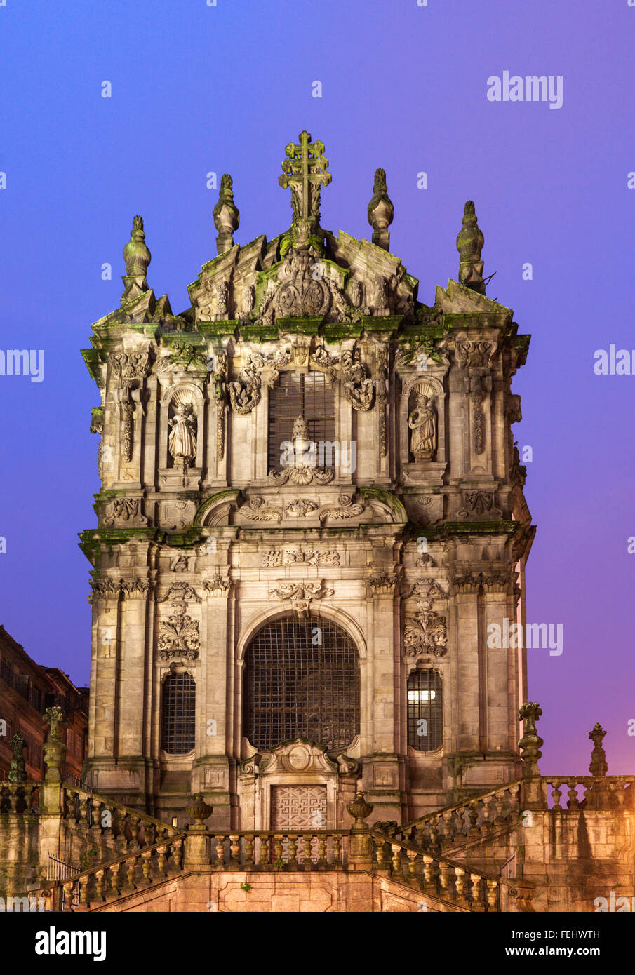 Clerics church in Porto at night Stock Photo - Alamy