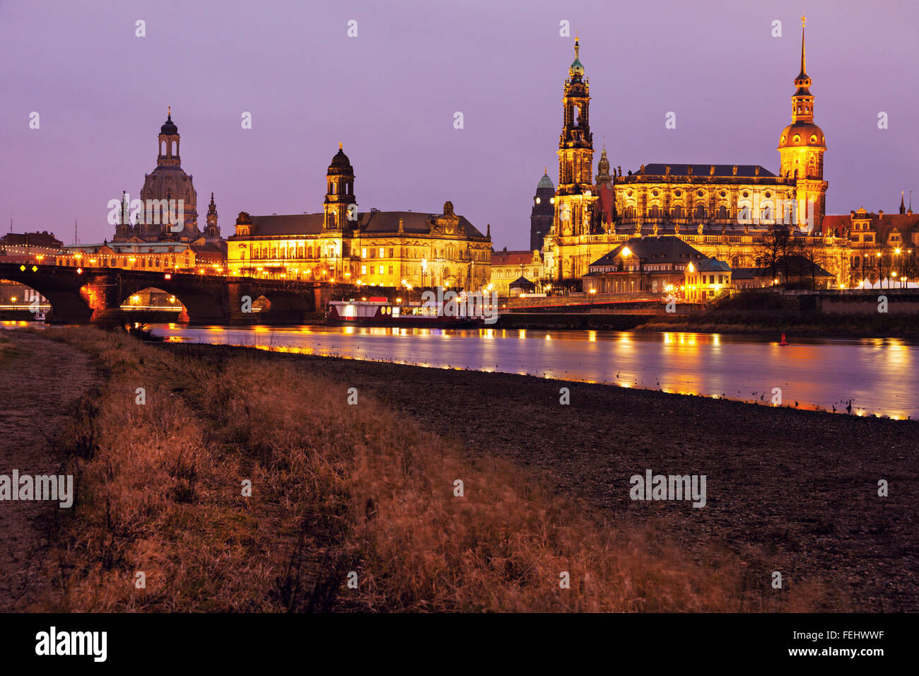 Dresden architecture across Elbe River Stock Photo - Alamy