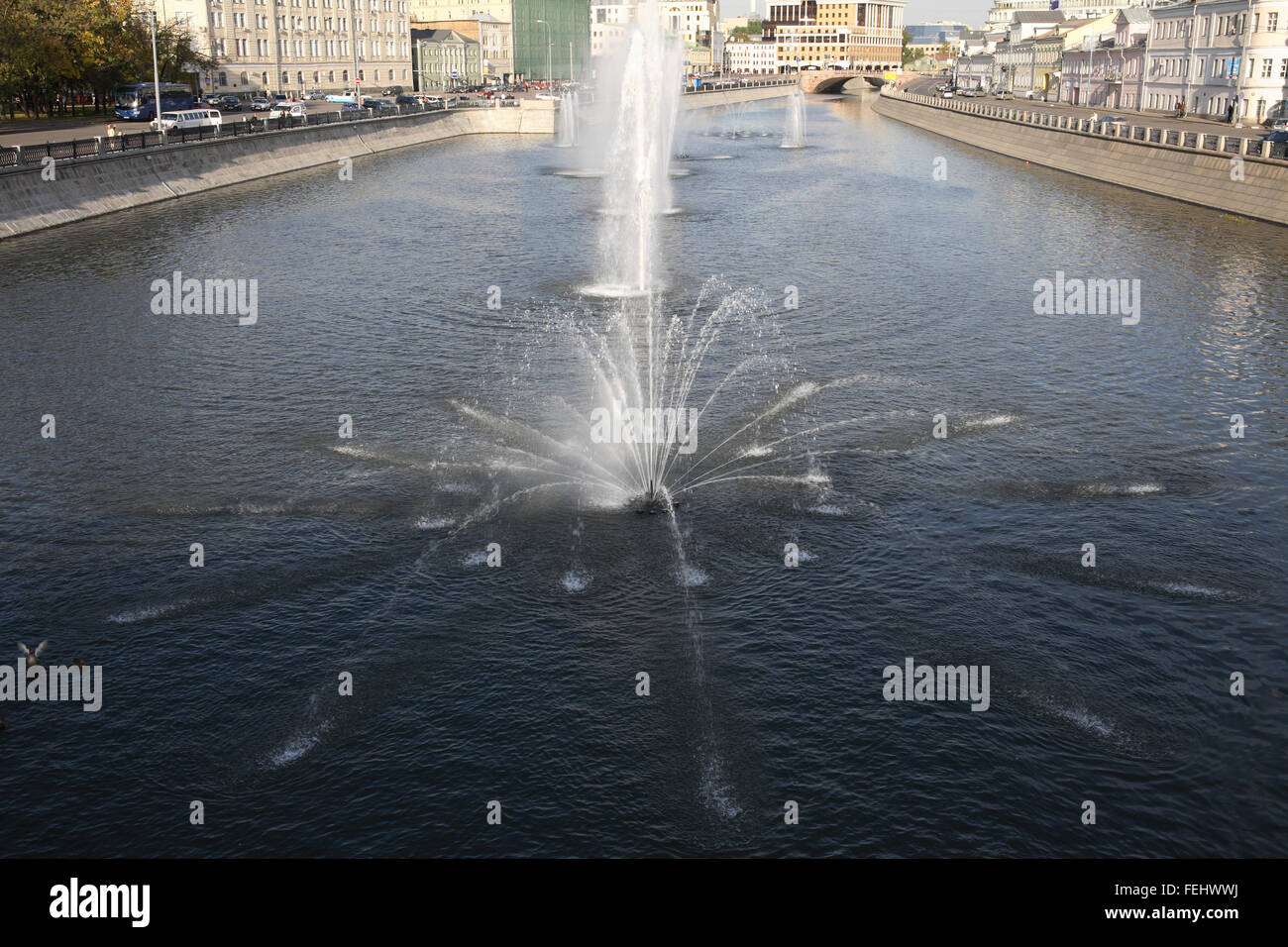 fountain on river Stock Photo - Alamy