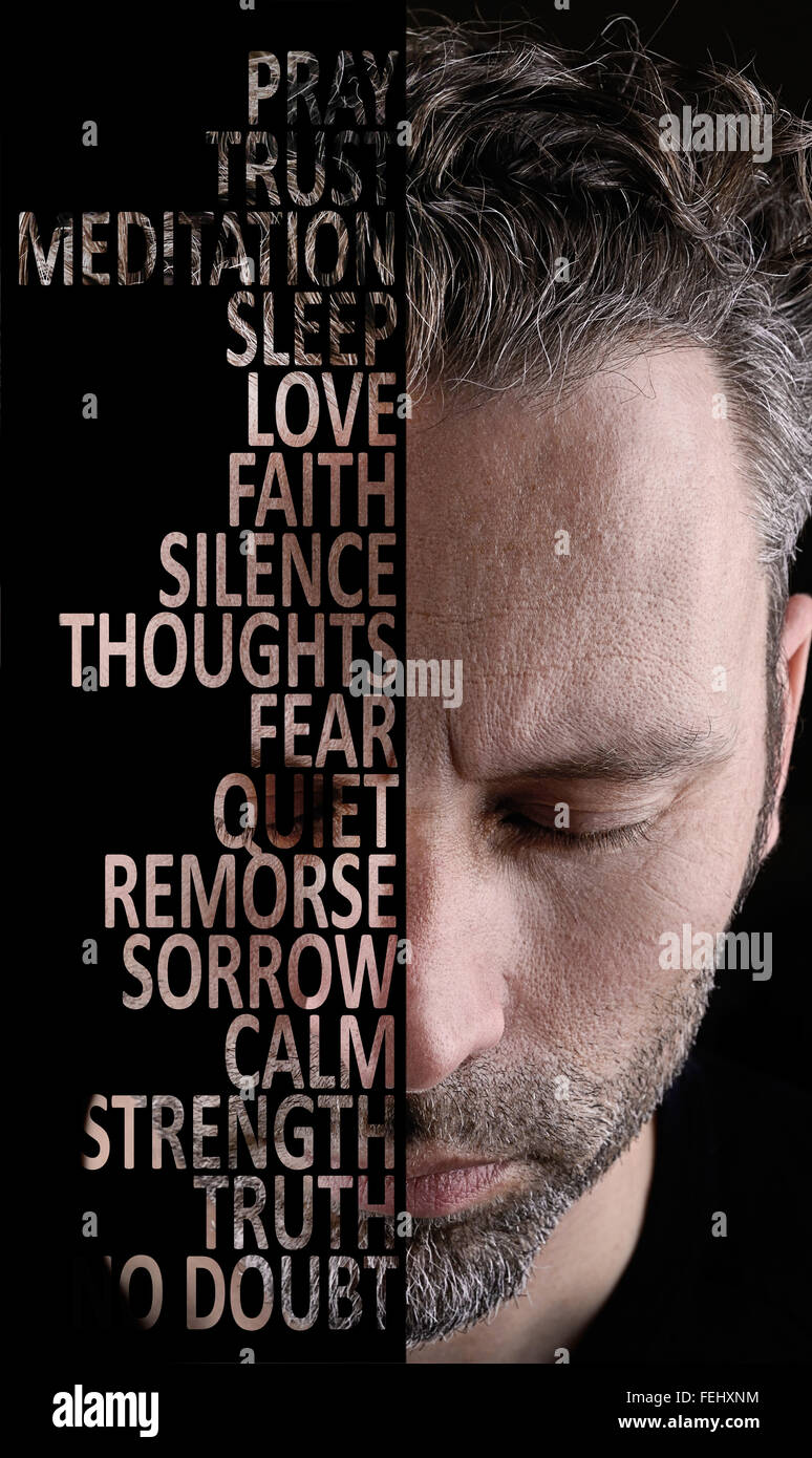 Thinking man with closed eyes Stock Photo - Alamy