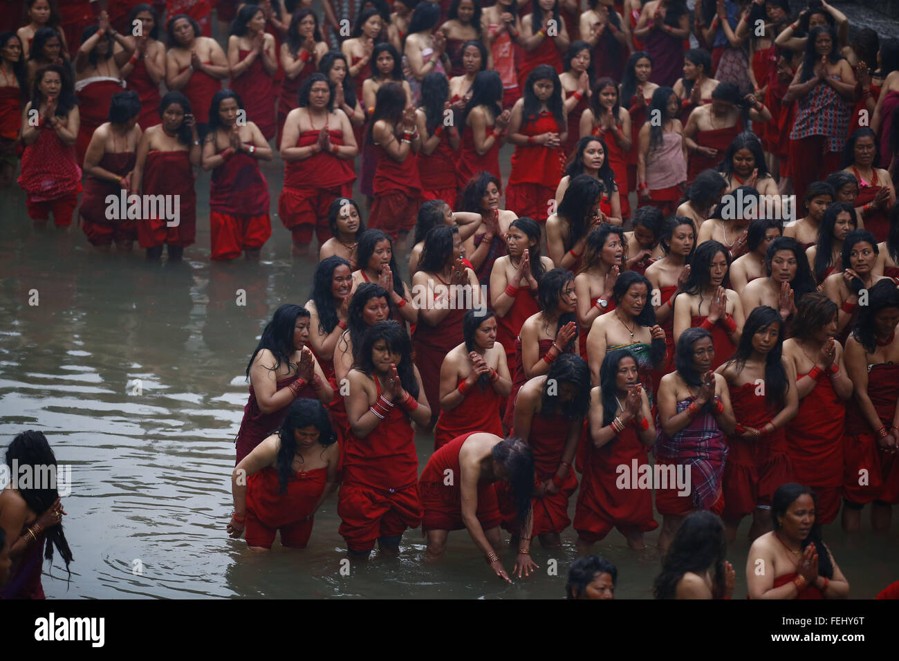 Kathmandu, Nepal. 8th Feb, 2016. Nepalese devotee women offering ...