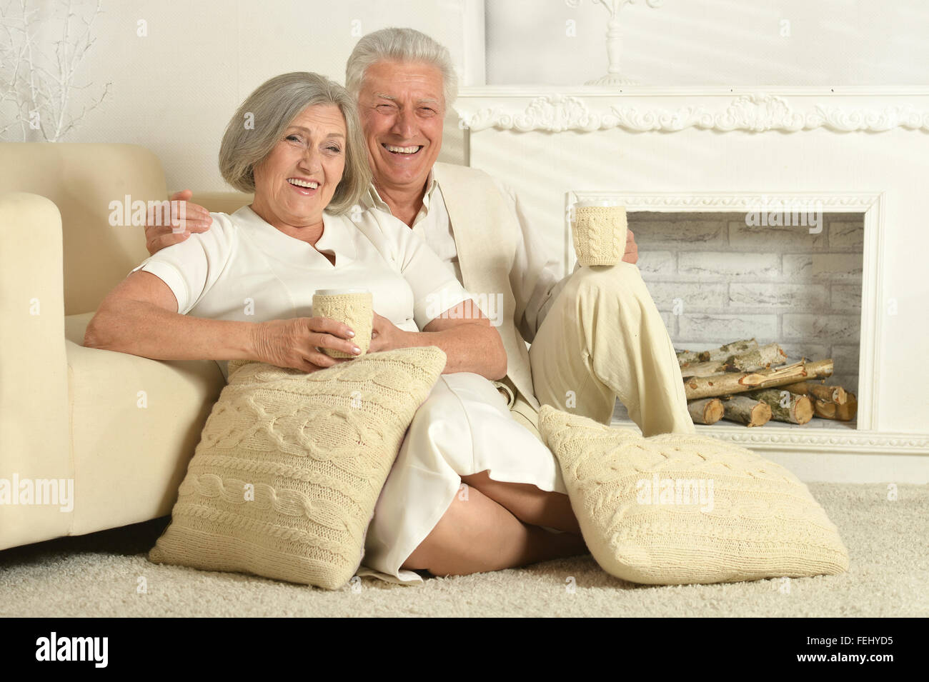 Elderly people with tea Stock Photo - Alamy