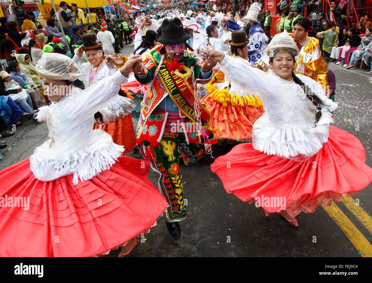 La Paz, Bolivia. 7th Feb, 2016. People take part in a parade during the ...