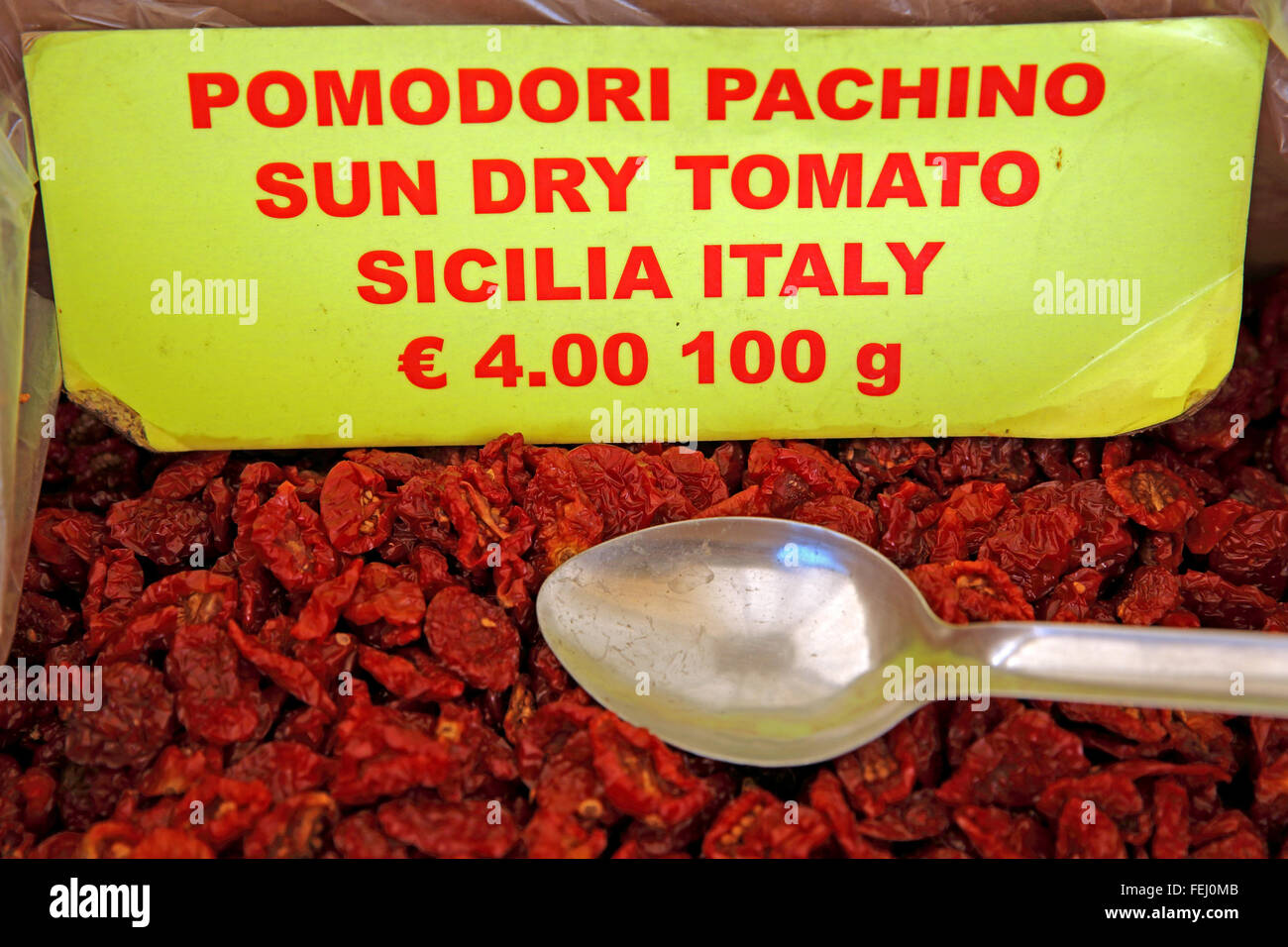 Sun dried tomatos in a market in Rome Italy Stock Photo - Alamy