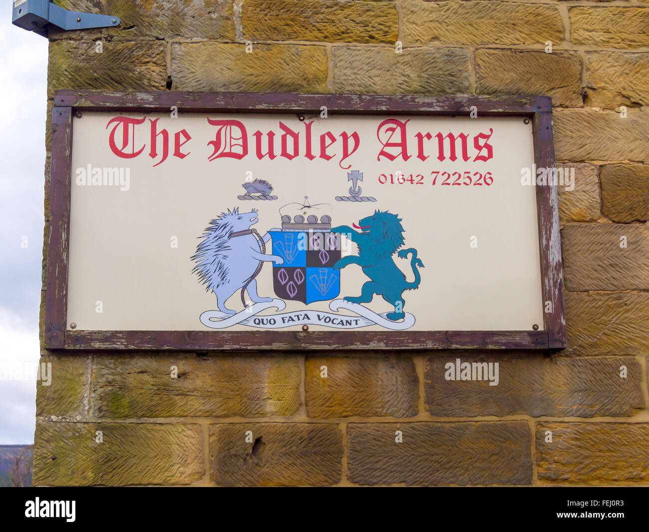 Pub sign of THE DUDLEY ARMS Ingleby Greenhow North Yorkshire England ...