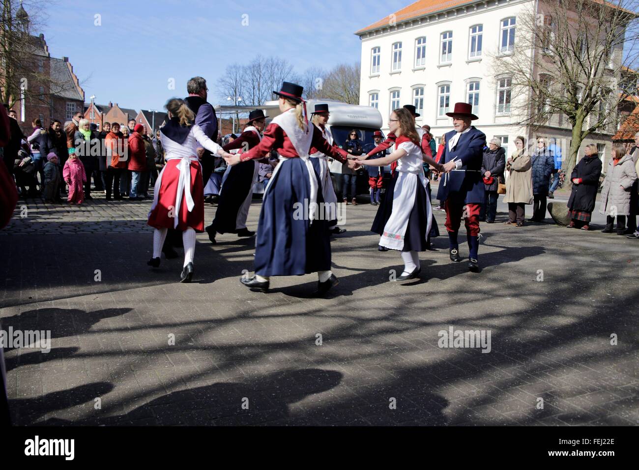 Easter dances on Easter Sunday on the market of the City Norden. The ...