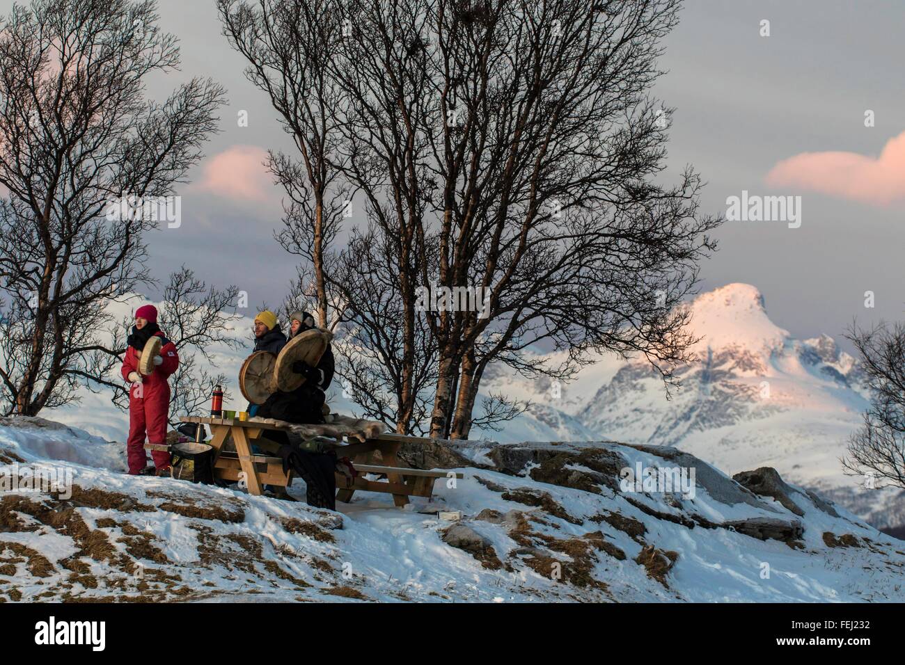 Sami people hail the sun after polar night Stock Photo - Alamy