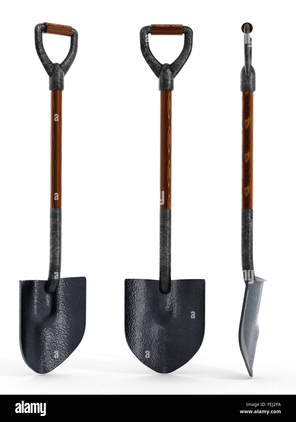 Shovel with three different angles isolated on white background Stock ...