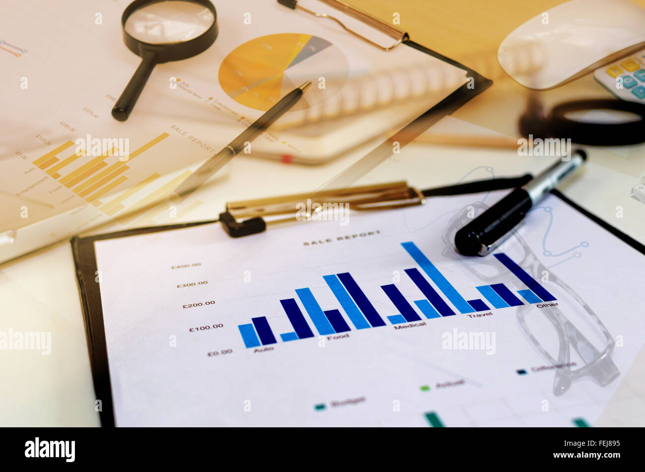Business Concept.paper documents with financial reports Stock Photo - Alamy