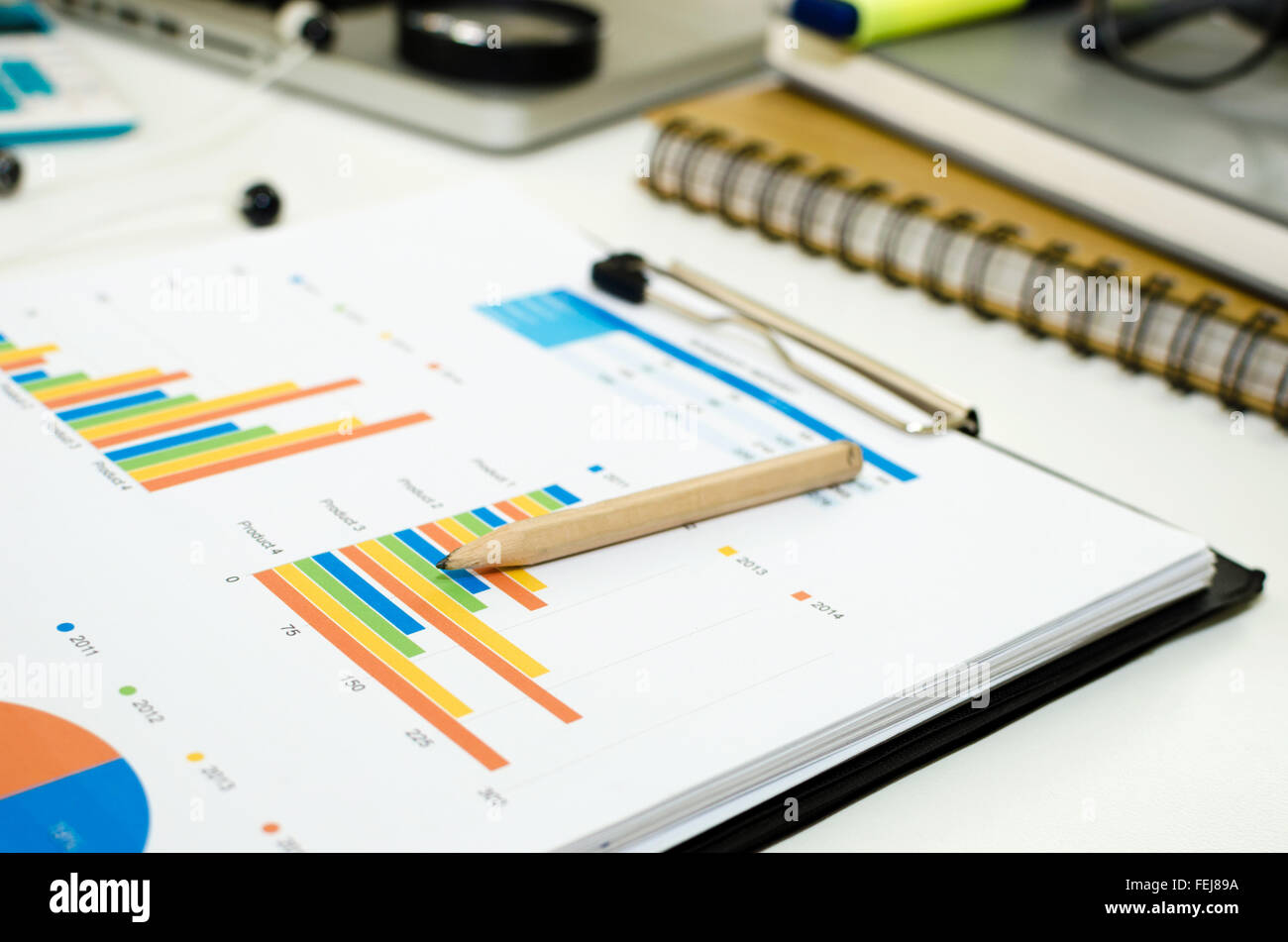 Business of financial analytics desktop with accounting charts and ...