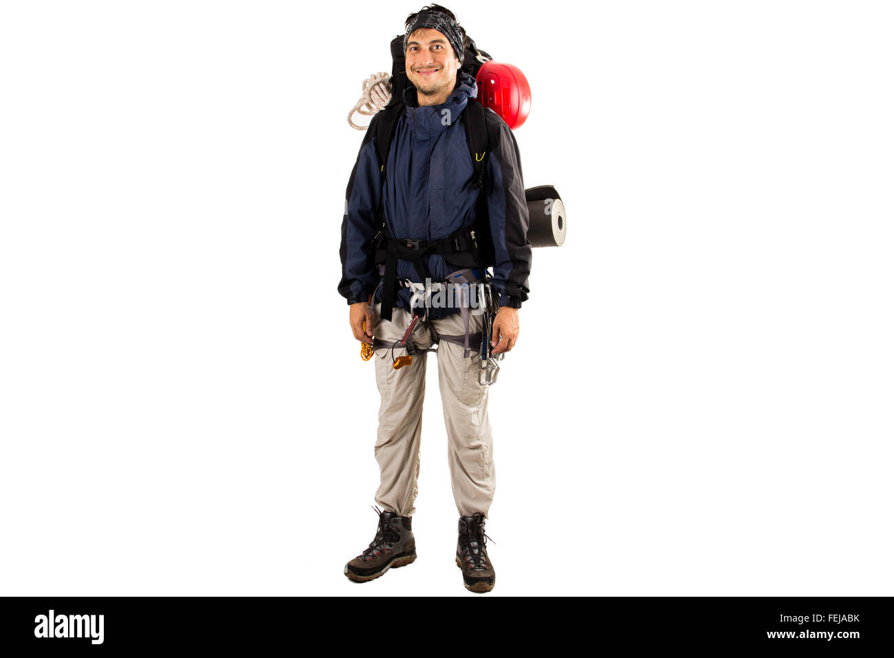 hiker mountaineer full equipment adventure camp journey isolated on ...