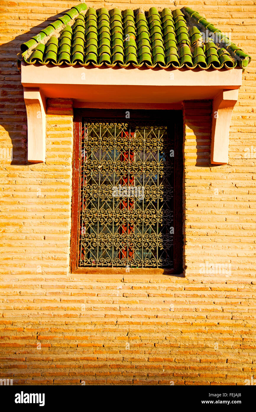 window in morocco africa and old construction wal brick historical ...