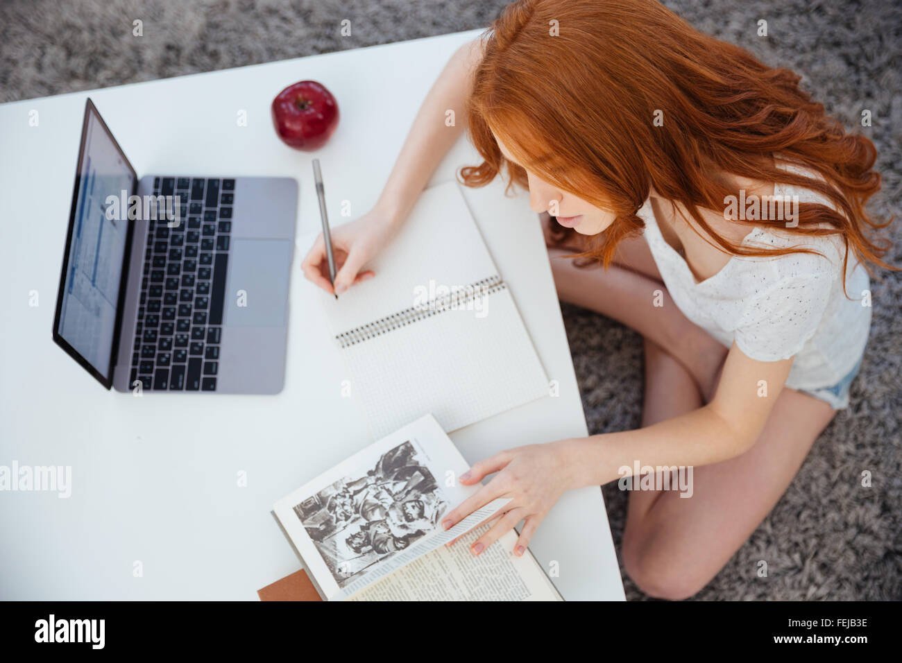 Doing homework top view isolated hi-res stock photography and images ...