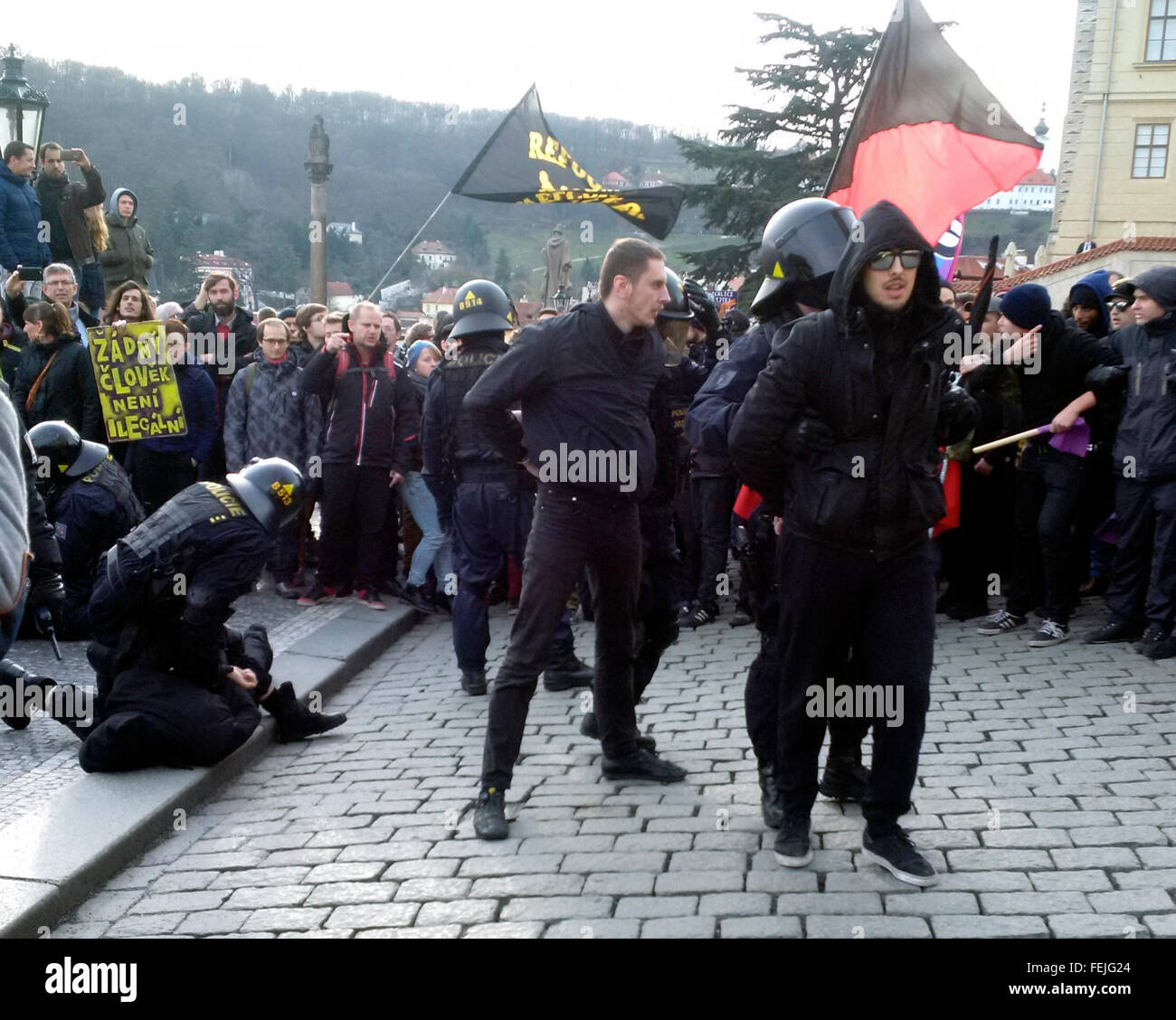 Prague, Czech Republic. 06th Feb, 2016. Protest rally Solidarity ...