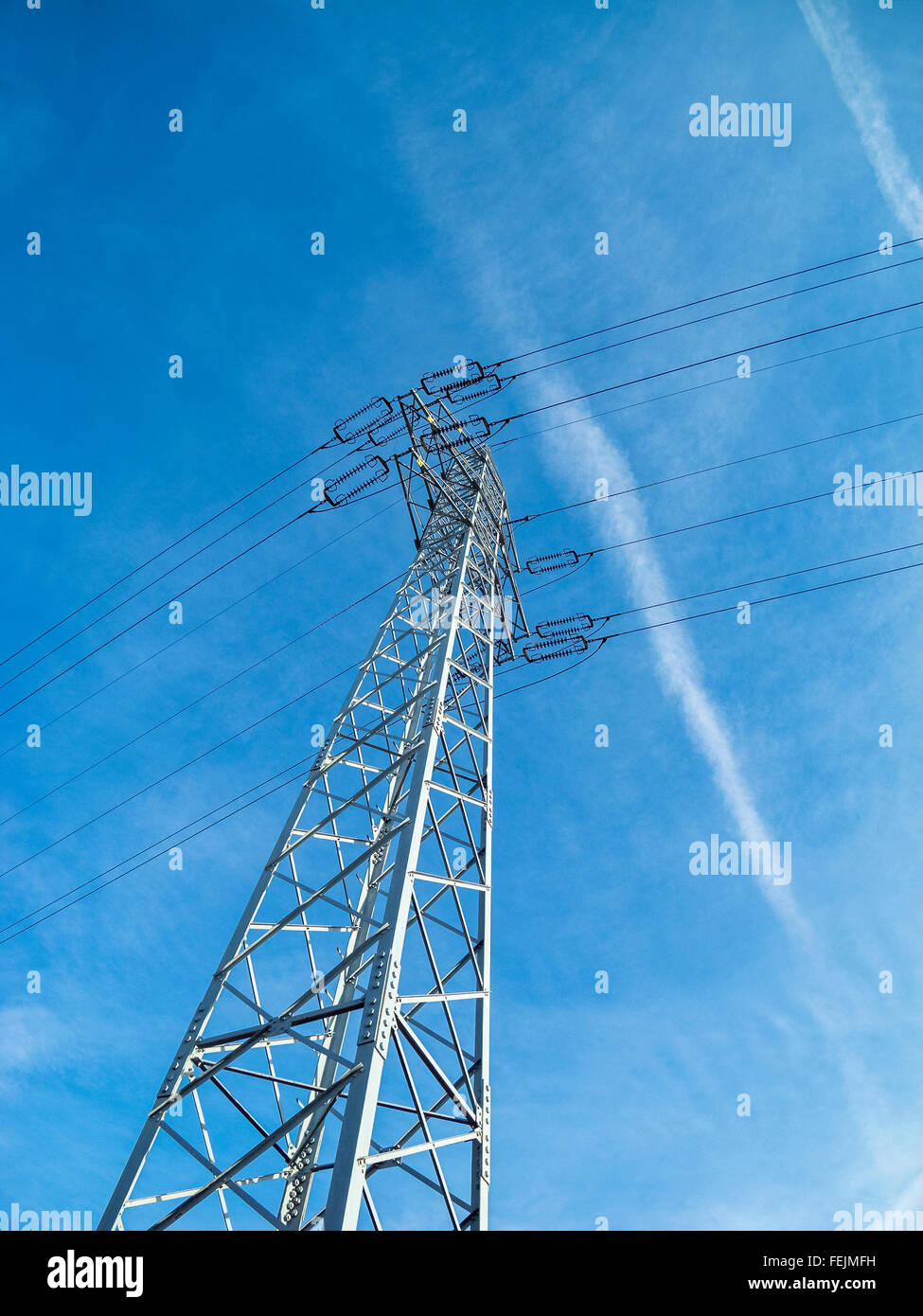 Electricity pylon blue sky hi-res stock photography and images - Alamy