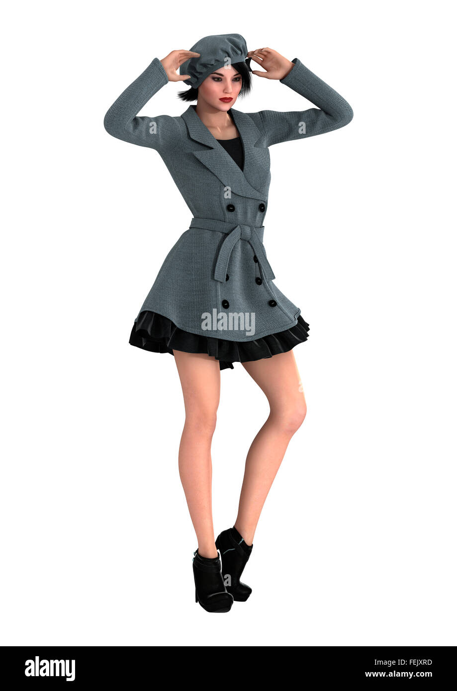 3D digital render of a beautiful fashion model isolated on white ...