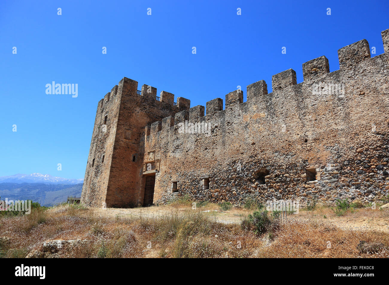 Crete, fortress Frangokastello on the south coast of the Mediterranean ...