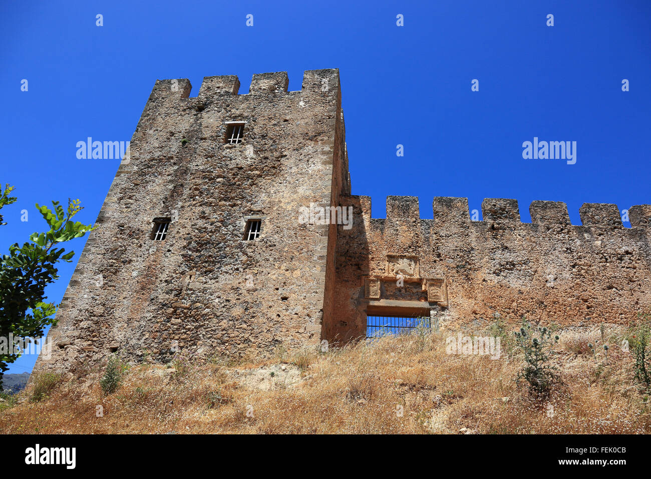 Crete, fortress Frangokastello on the south coast of the Mediterranean ...