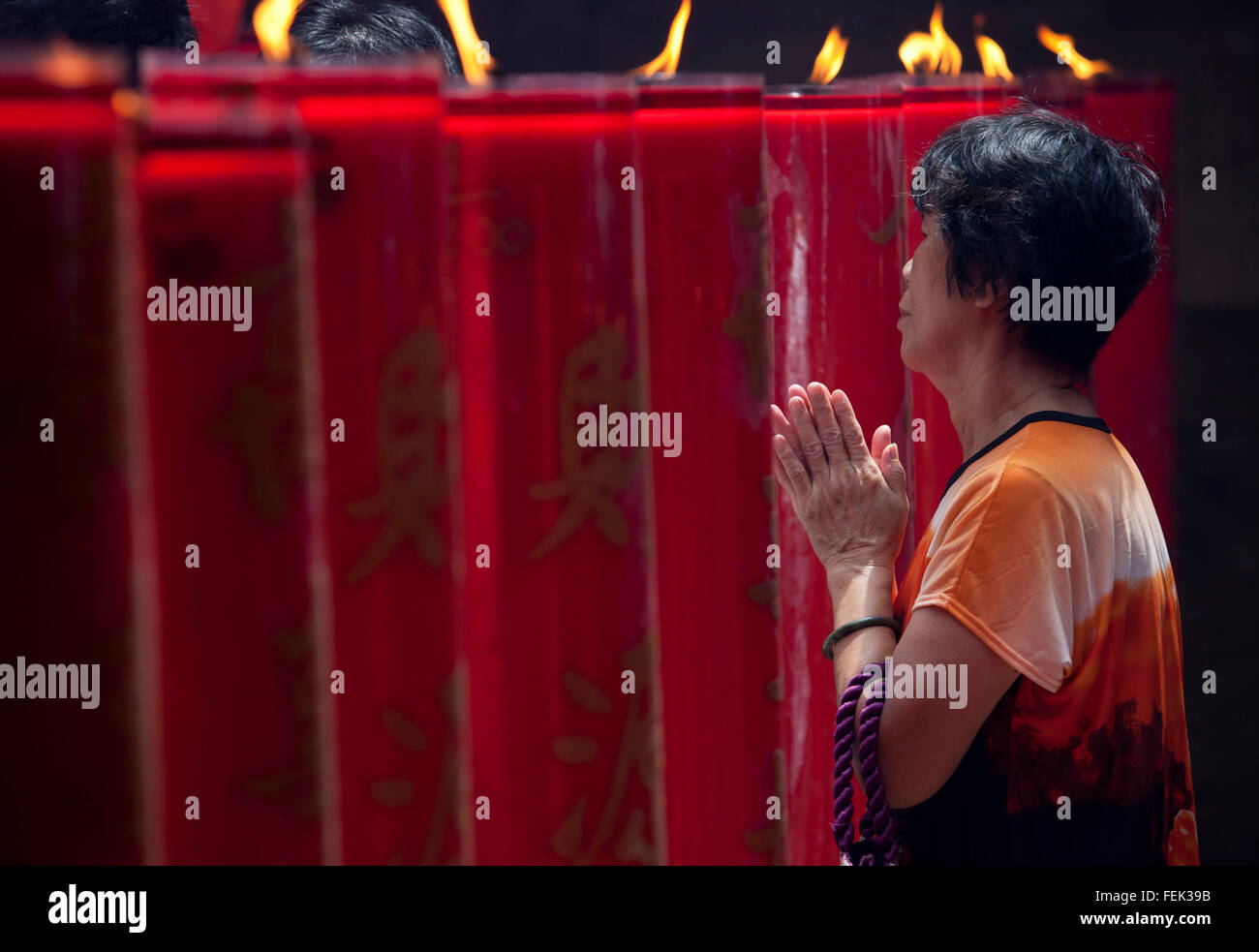 Jakarta, Indonesia 08 February 2016 : Indonesian Chinese pray during ...