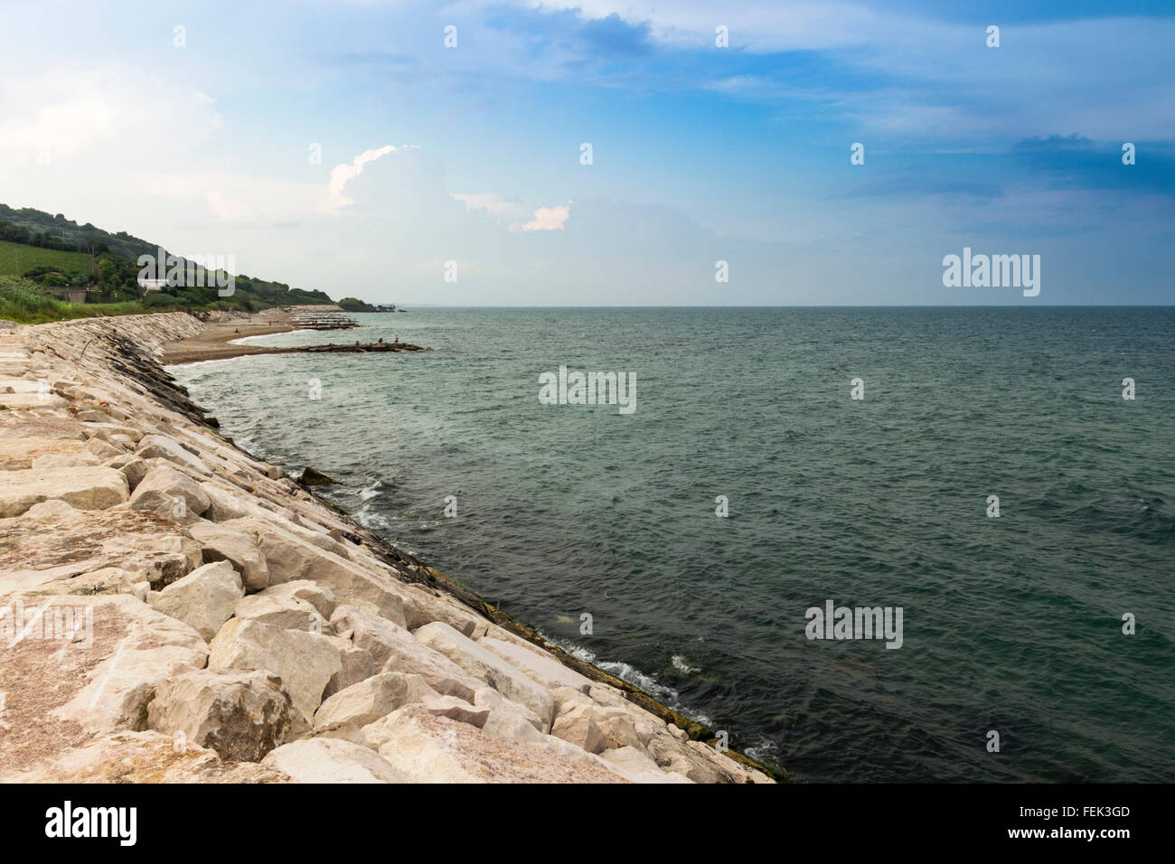 panoramic view of Adriatic Sea coastline. Italian landscape. cloudy sky ...