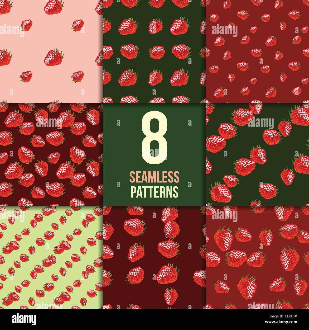 Seamless pattern set with strawberry Stock Vector Image & Art - Alamy