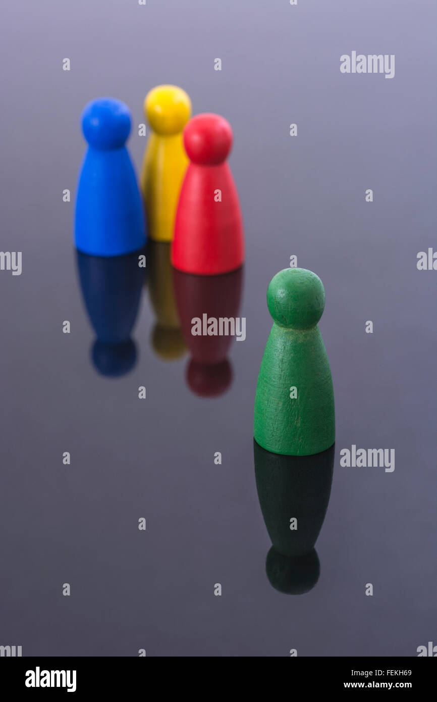 Primary colored game pieces - as visual metaphor for concept of market ...