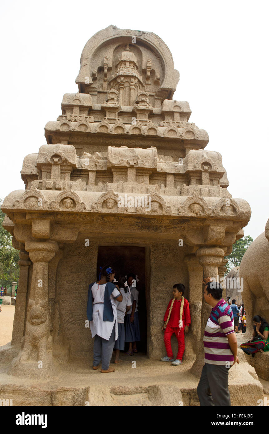 Five Rathas or Panch Rathas at Mahabalipuram, Tamil Nadu India, Asia ...