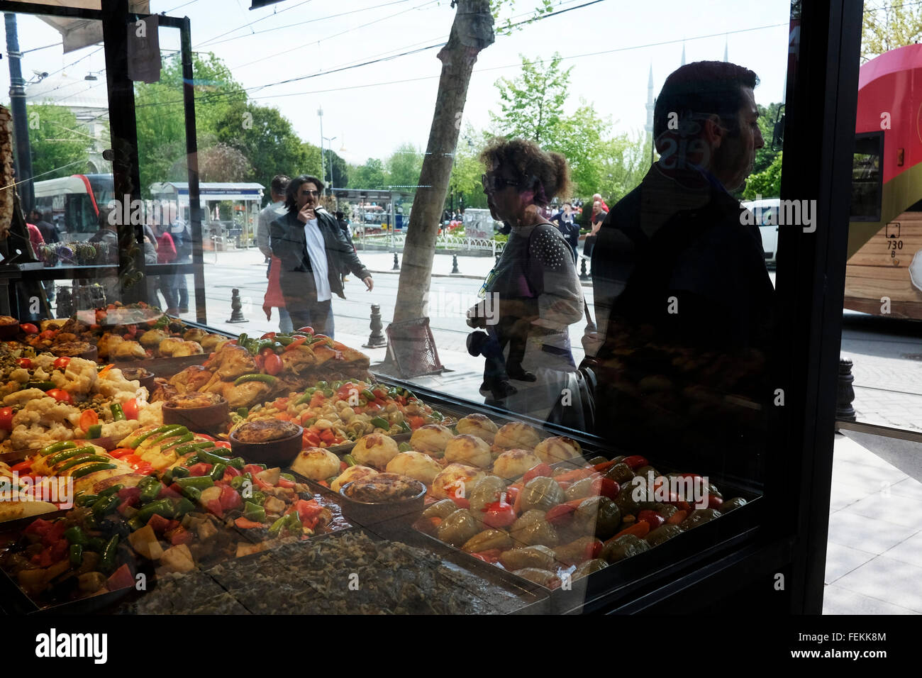 The storefront of a traditional Turkish restaurant, lokanta, in ...