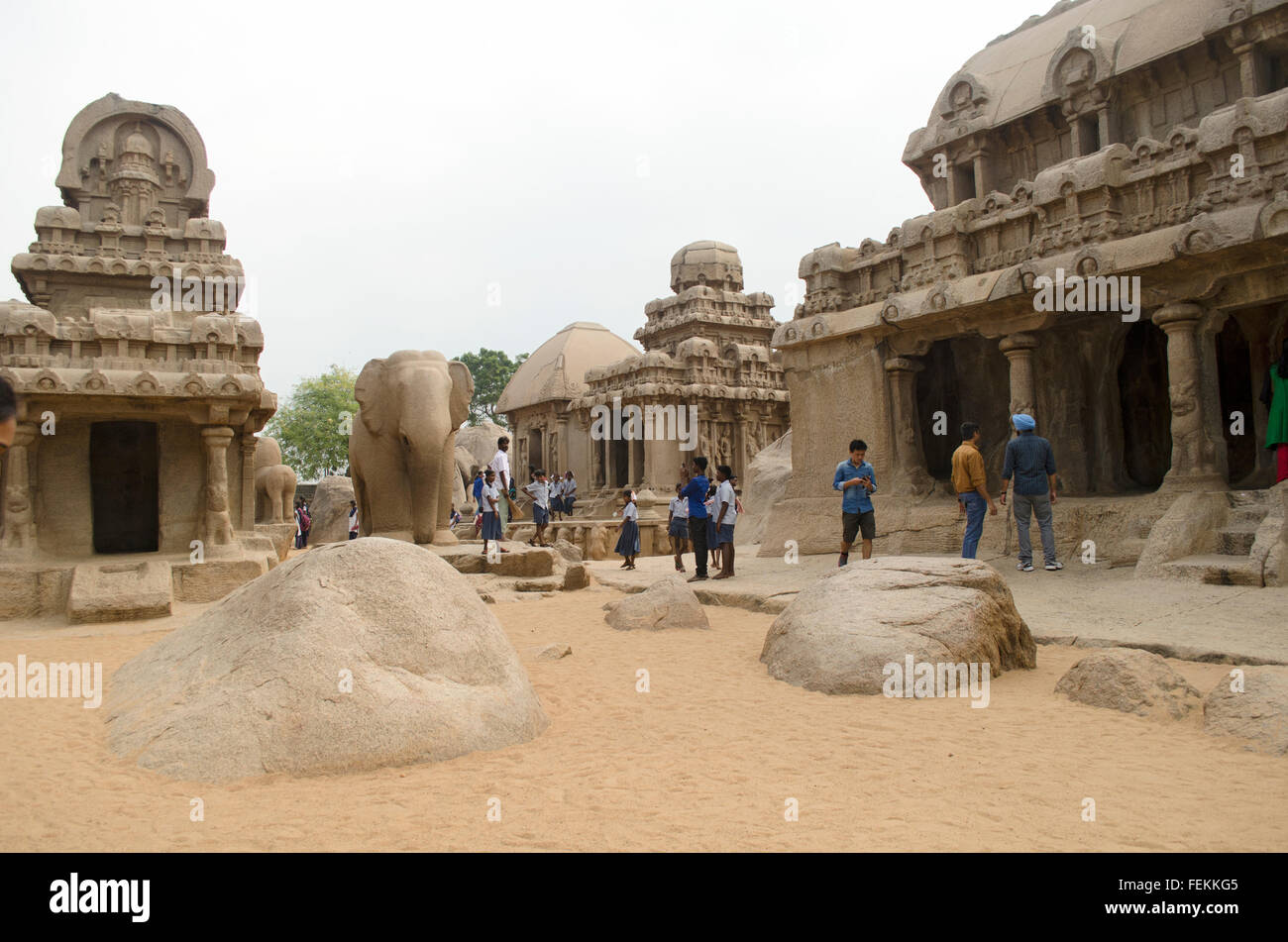 Five Rathas or Panch Rathas at Mahabalipuram, Tamil Nadu India, Asia ...