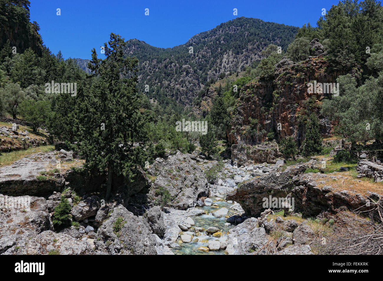 Crete, scenery in the Samaria gulch, small brook Stock Photo - Alamy