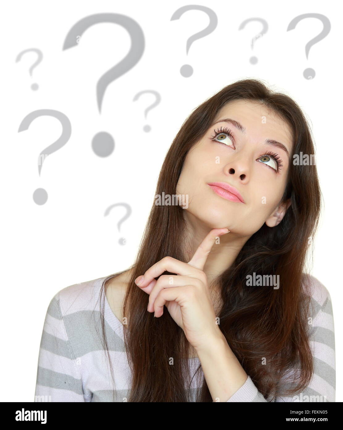 Woman question mark head hi-res stock photography and images - Alamy