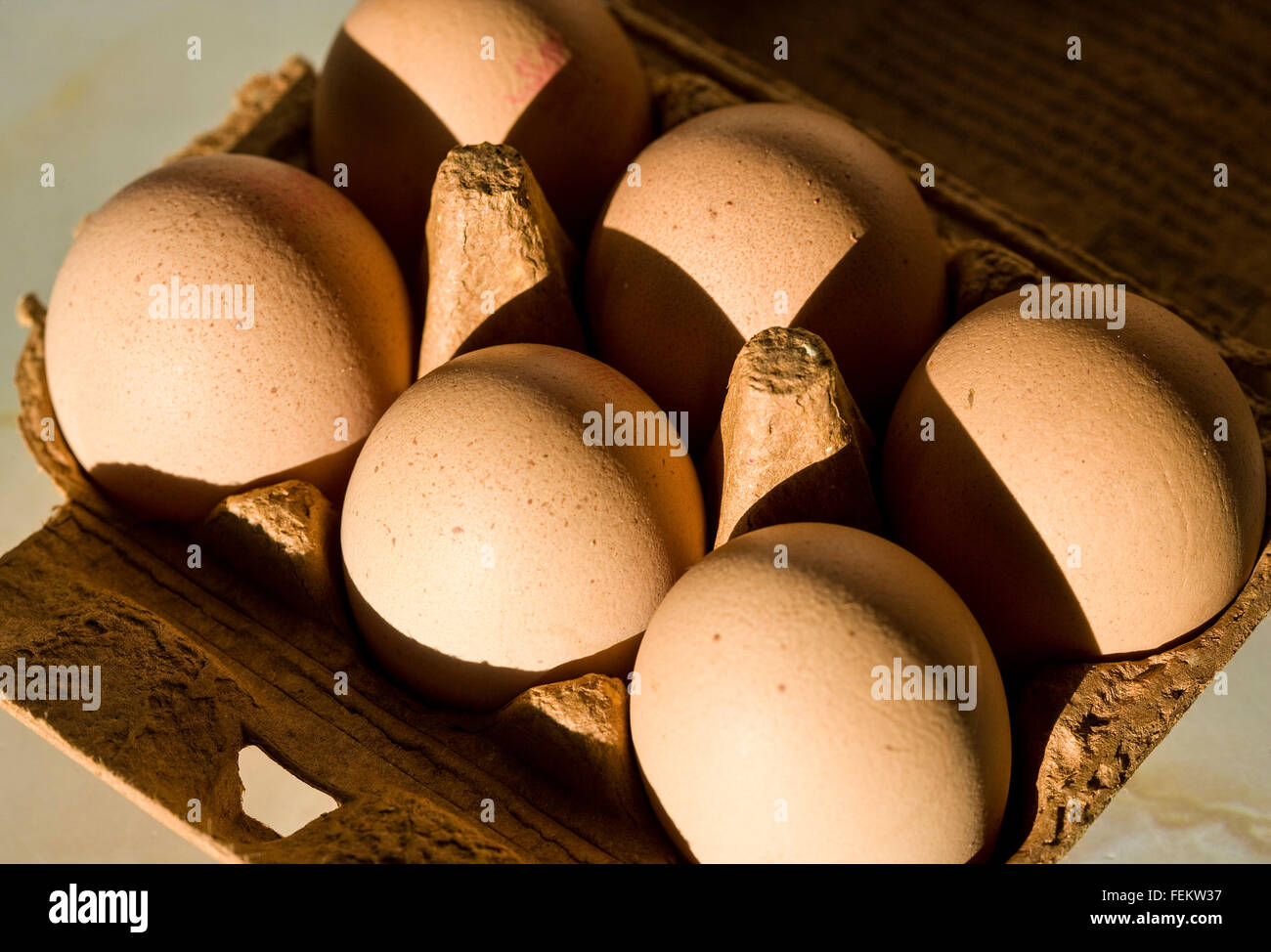Eggs in egg boxes Stock Photo - Alamy