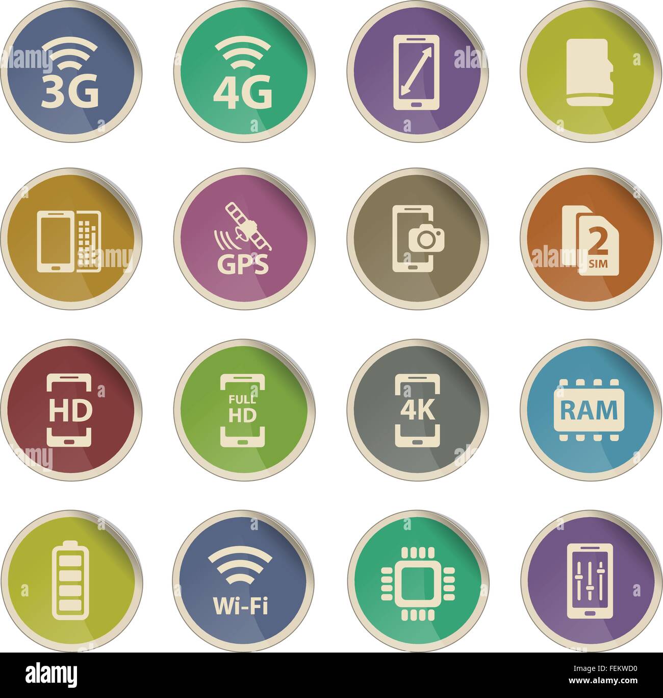 Smarthone specs simply icons Stock Vector Image & Art - Alamy