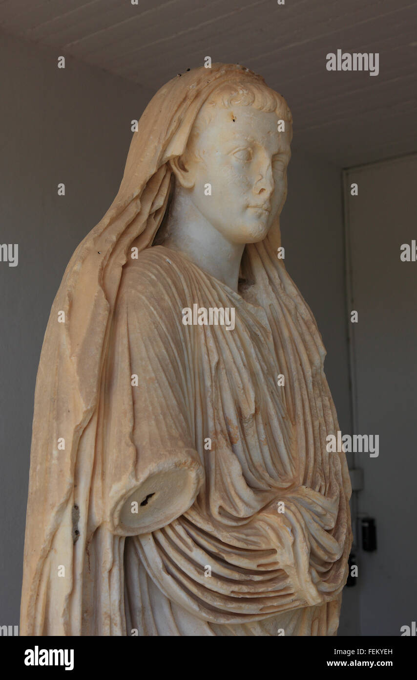 Crete, Greek-Roman excavation site Gortis, statue of the young Caligula ...