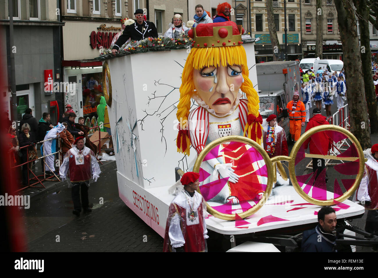 Cologne, Germany. 08th Feb, 2016. A carnival float titled 'Colonia has ...