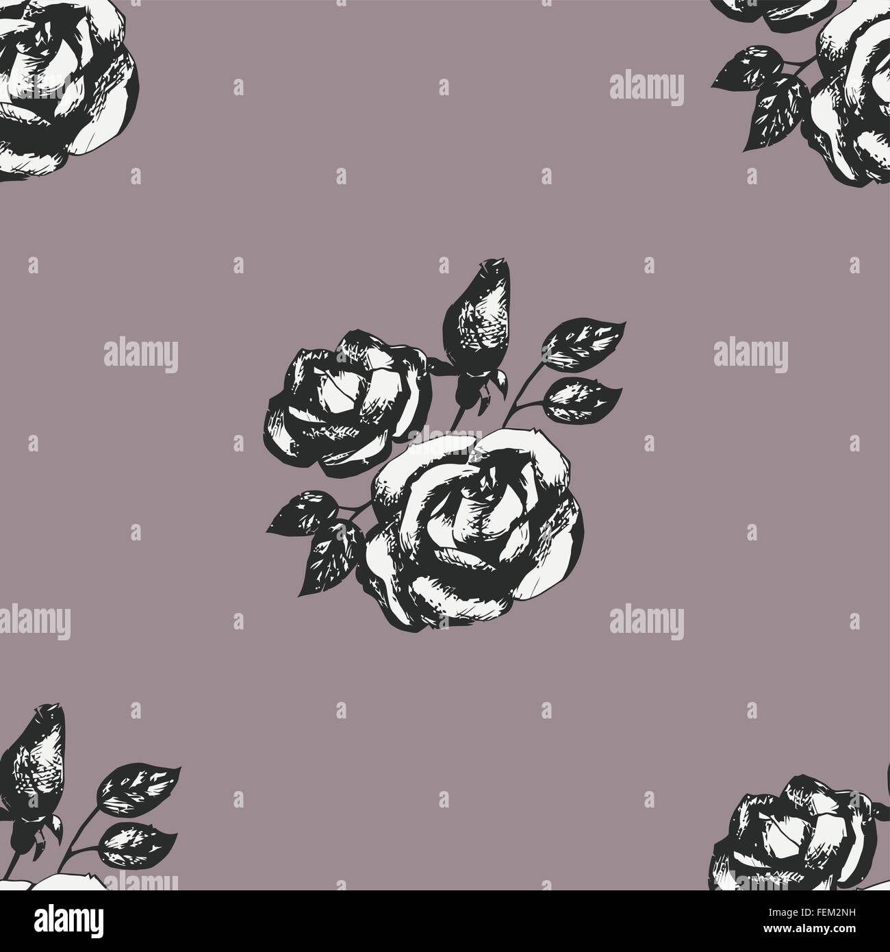 Vintage black and white rose pattern Stock Vector Image & Art - Alamy