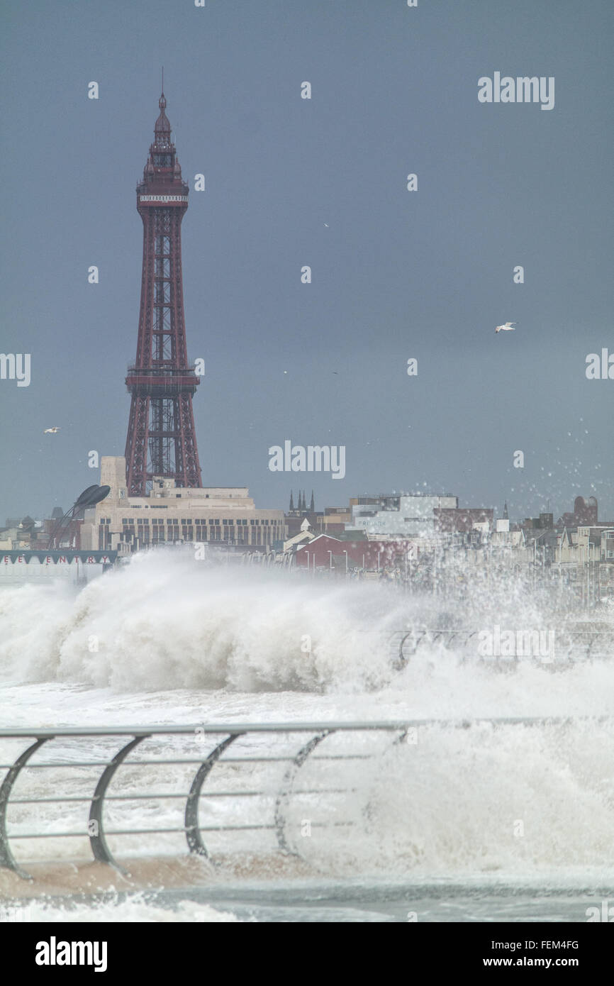 Blackpool,UK. 8th February 2016. weather news. Storm Imogen batters ...