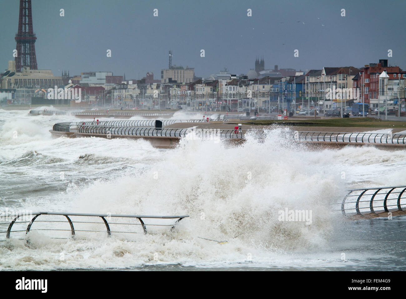 Blackpool,UK. 8th February 2016. weather news. Storm Imogen batters ...