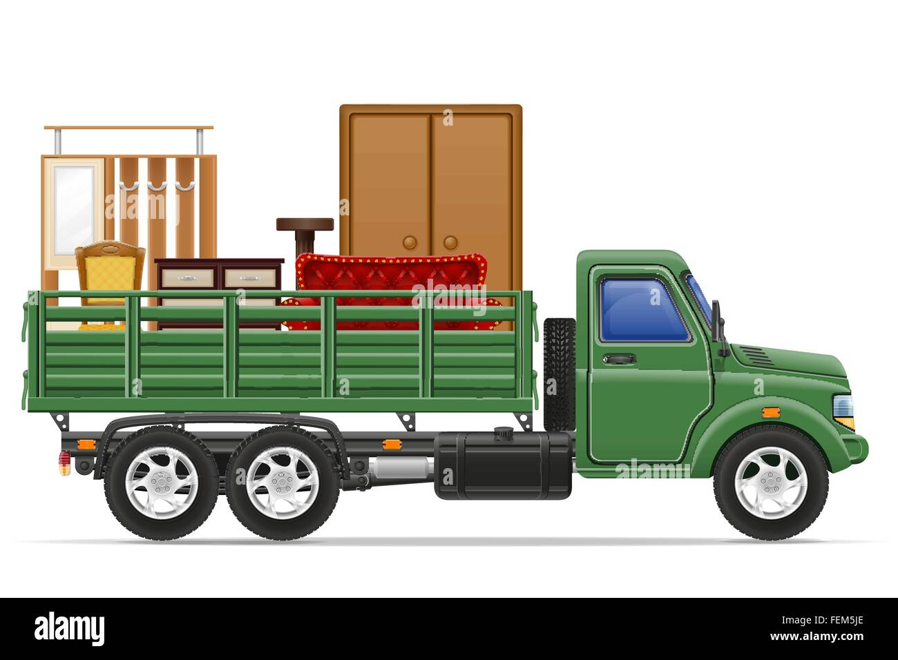cargo truck delivery and transportation of furniture concept vector ...