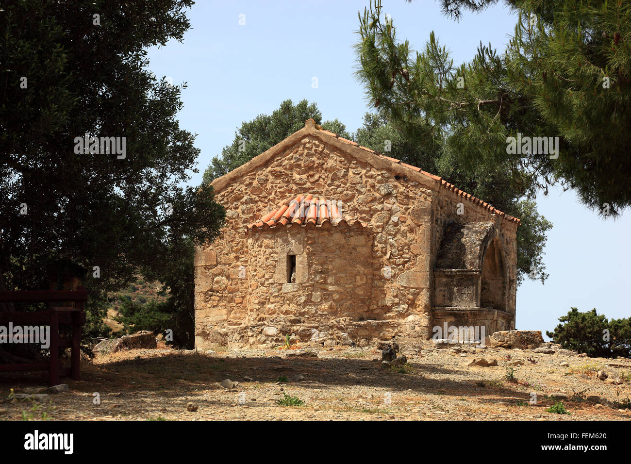 Crete, archaeological excavation site of Agida Triada, small Byzantine ...