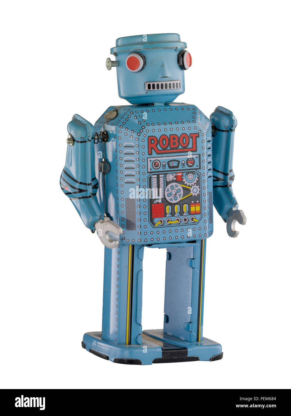 tin robot isolated on white background Stock Photo - Alamy