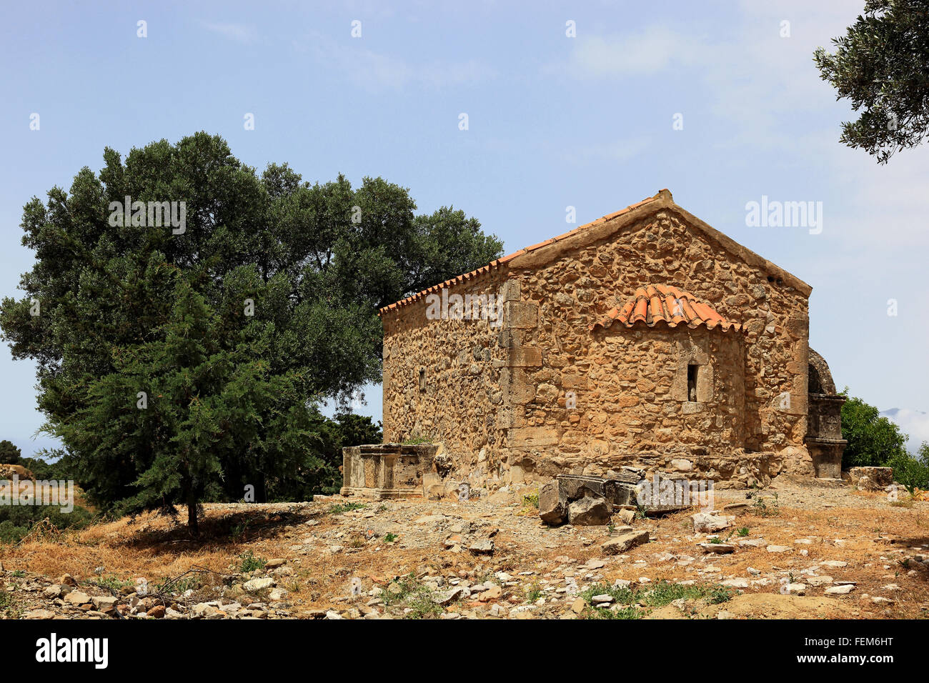 Crete, archaeological excavation site of Agida Triada, small Byzantine ...
