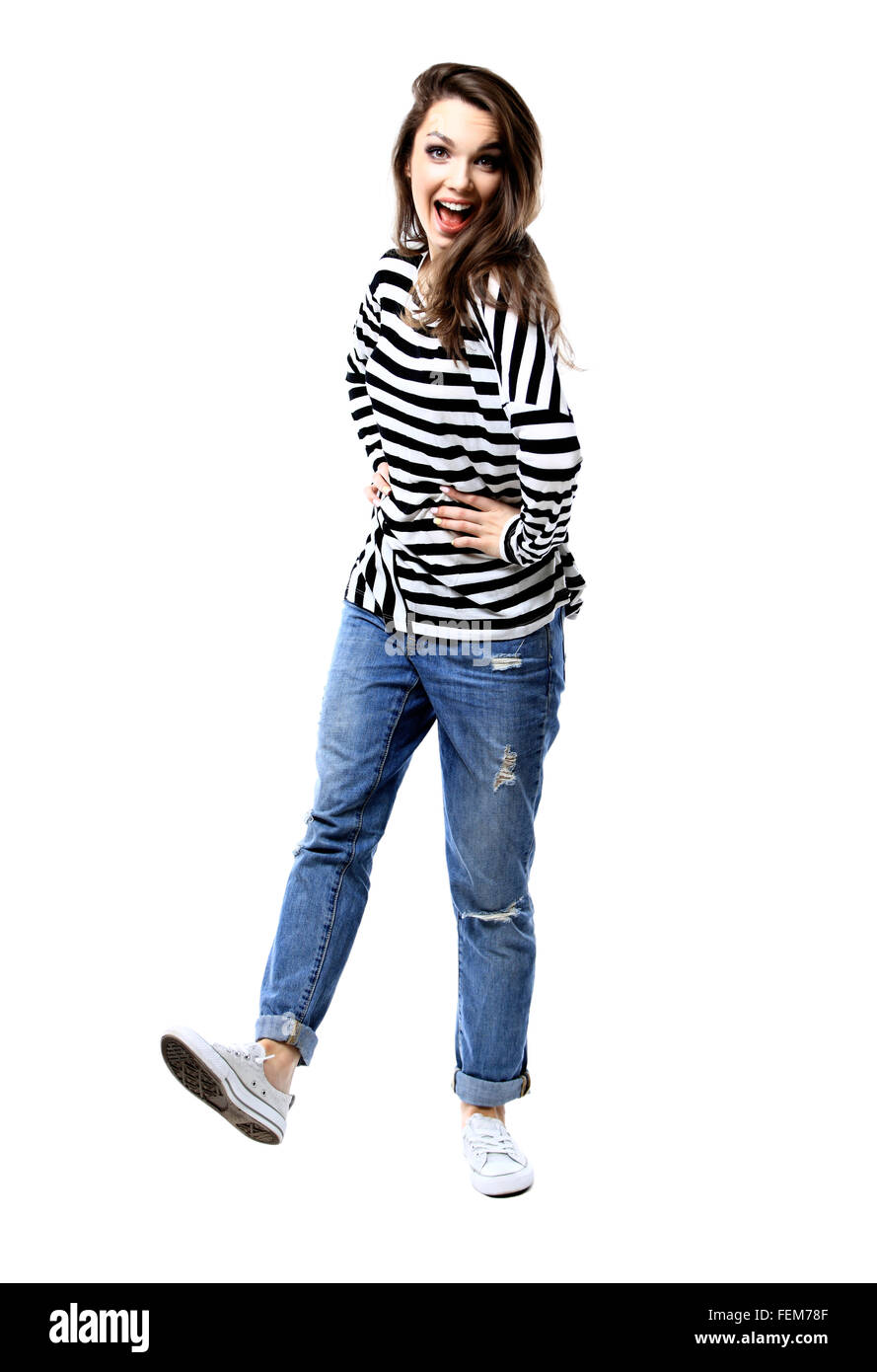 happy crazy excited woman screaming Stock Photo - Alamy