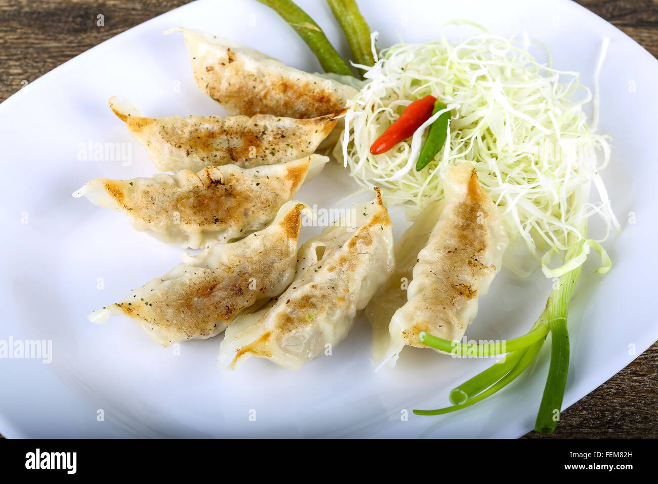 Japanese dumplings with herbs and spices Stock Photo - Alamy
