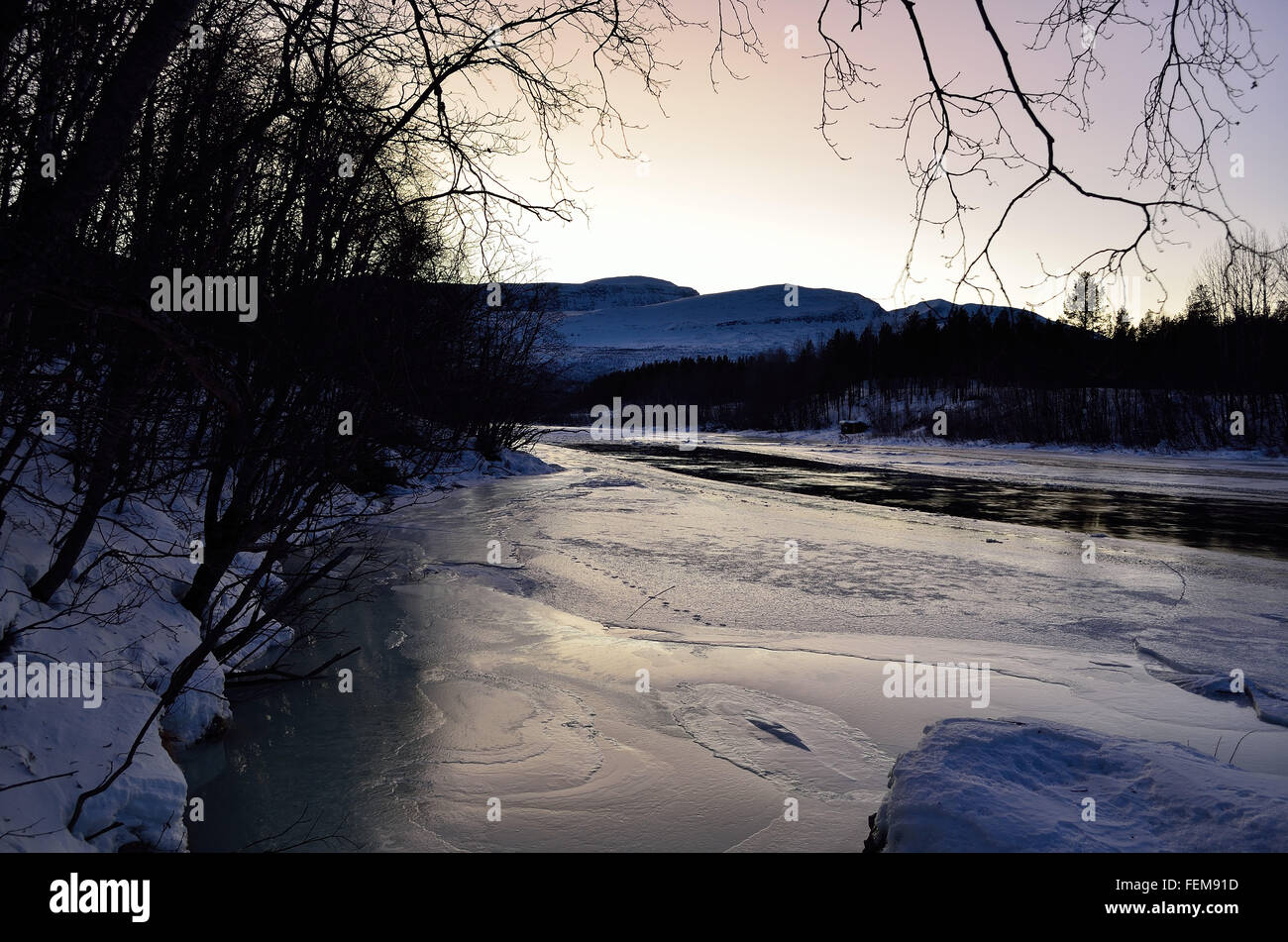 beautiful icy river stream in wintertime Stock Photo - Alamy